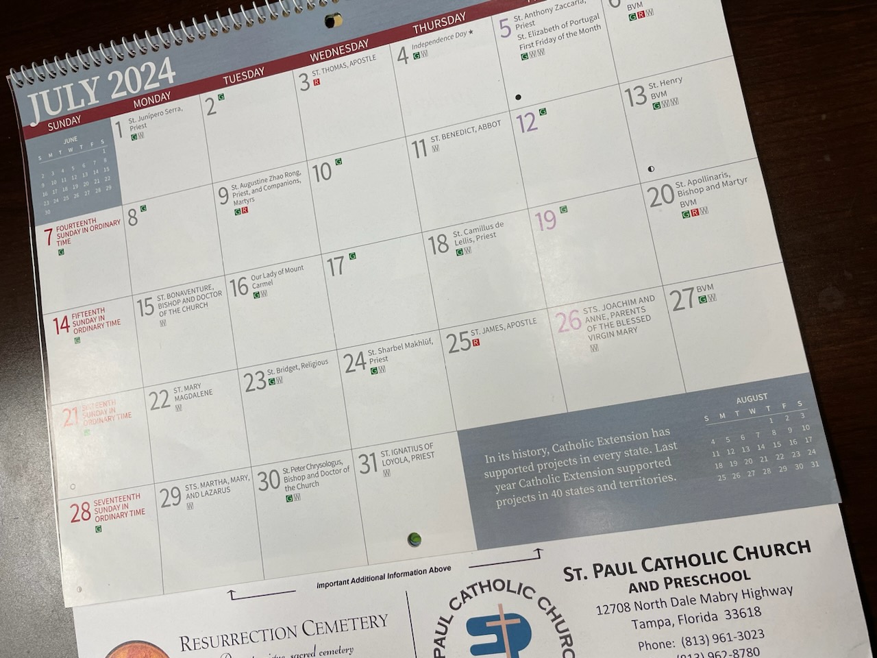 Calendar – St. Paul Catholic Church